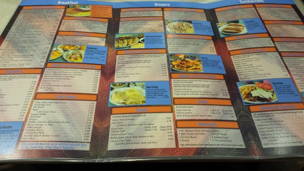 Menu at Olympic Restaurant, Cheektowaga