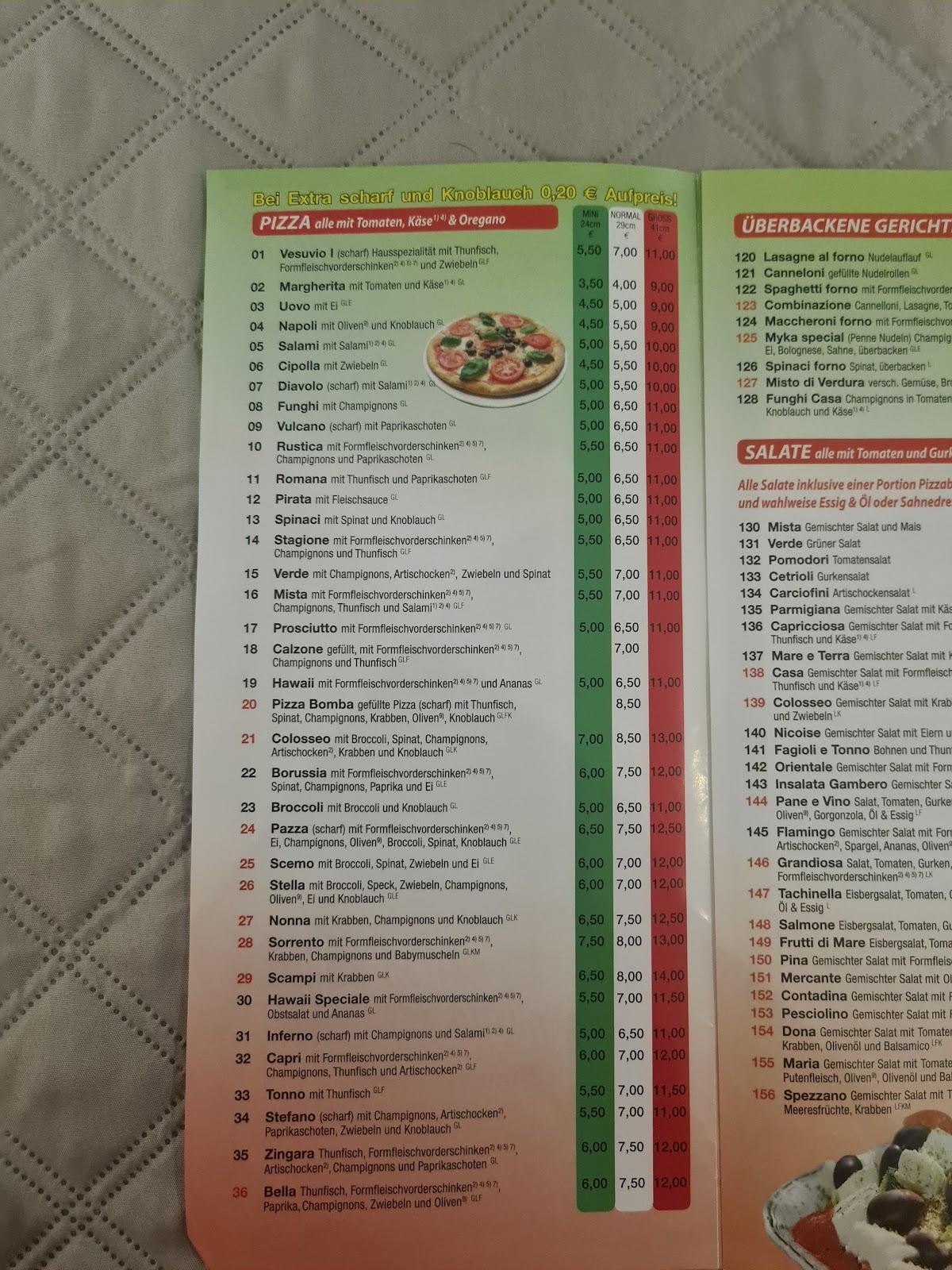 Speisekarte von Pizzeria Colosseo, Mönchengladbach