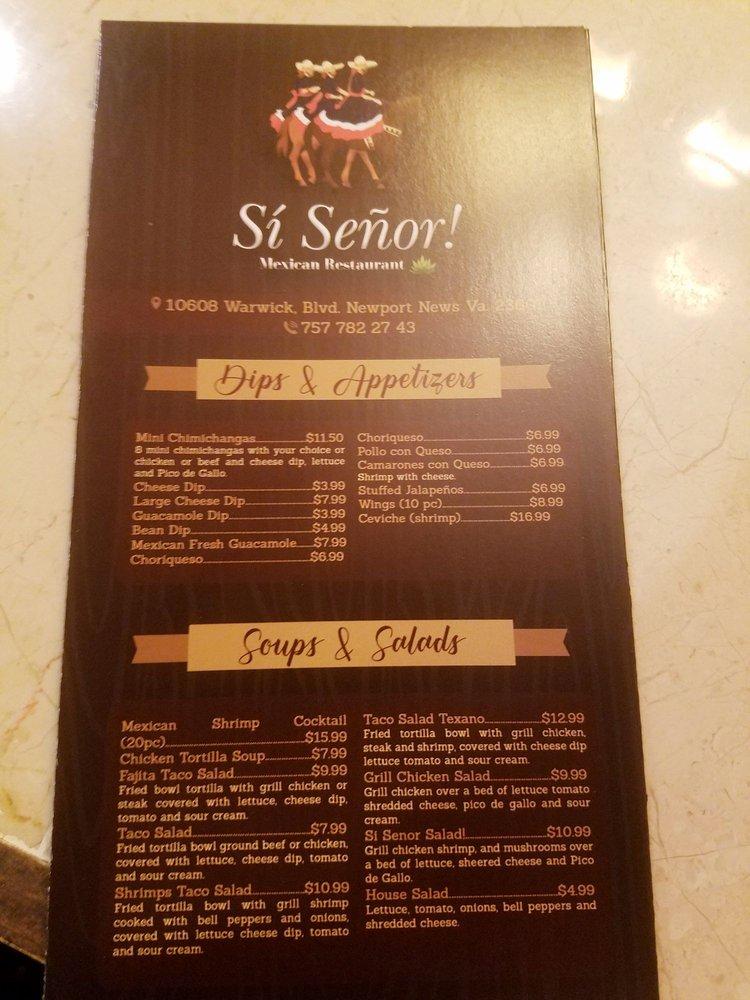 Menu at Sí Señor! restaurant, Newport News