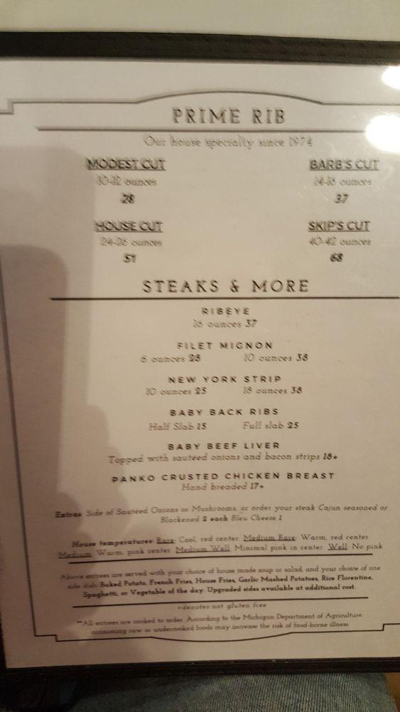 Menu at Skip's Restaurant and Catering, New Buffalo