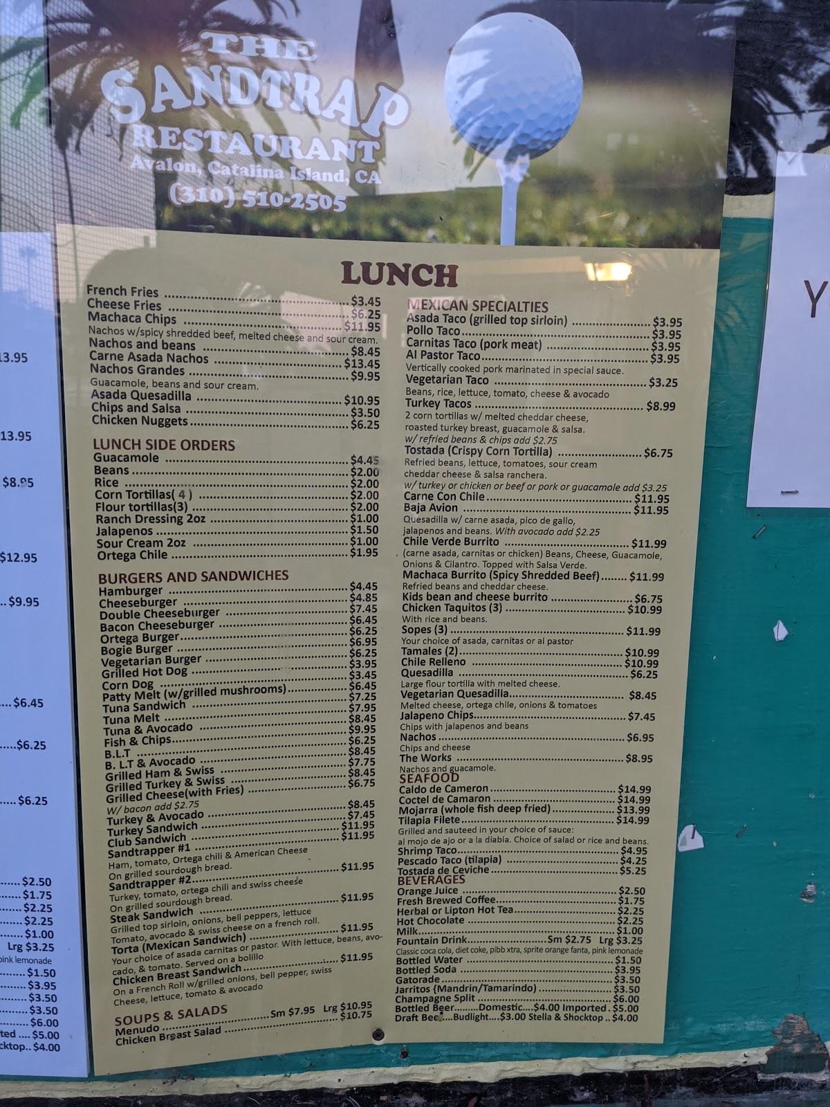 Menu at The Sandtrap pub & bar, Avalon, Avalon Cyn Rd