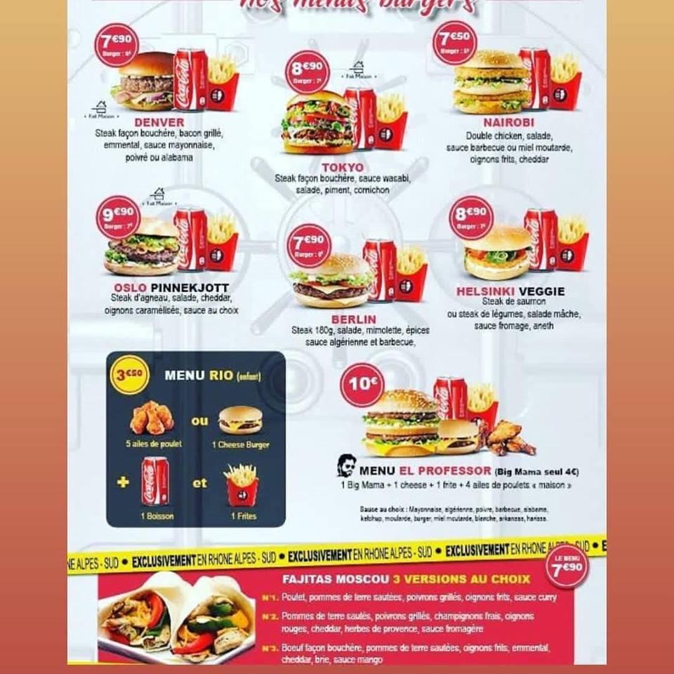 Carta del restaurante la casa del burger, Dijon