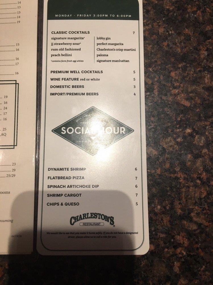 Menu at Charleston's Restaurant, Tulsa, S Yale Ave