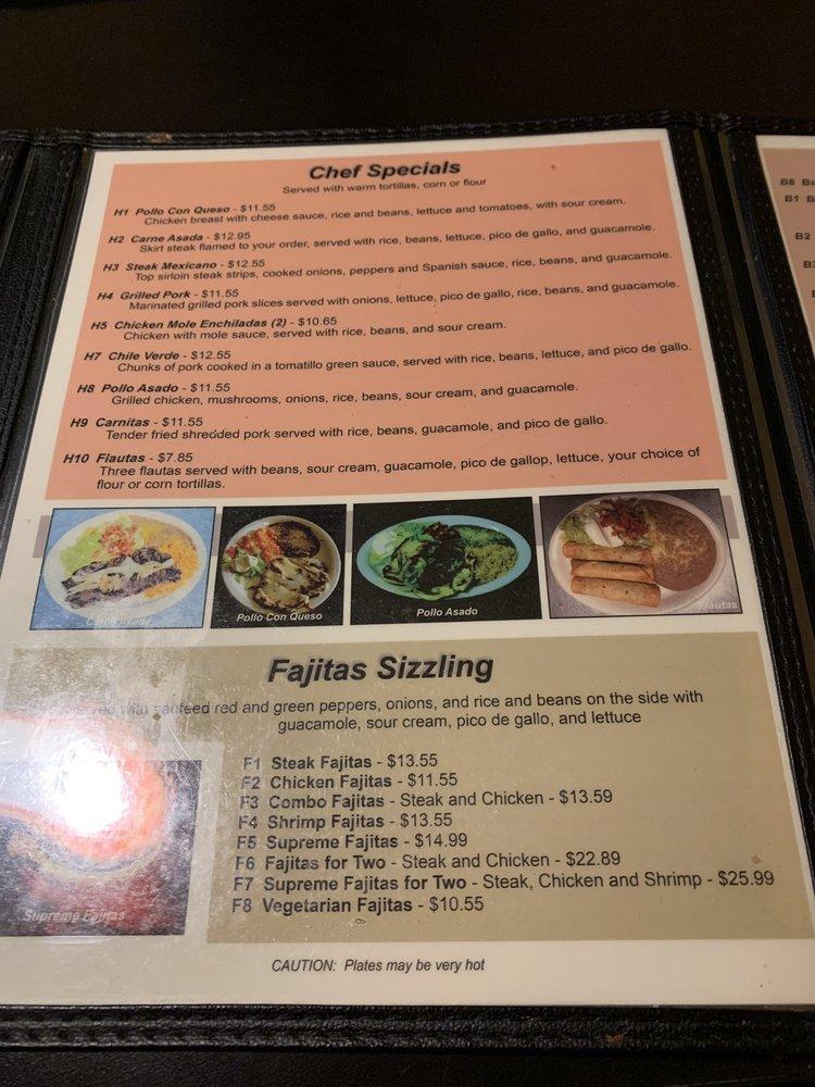 Menu at Coyote Rojo restaurant, Groveland