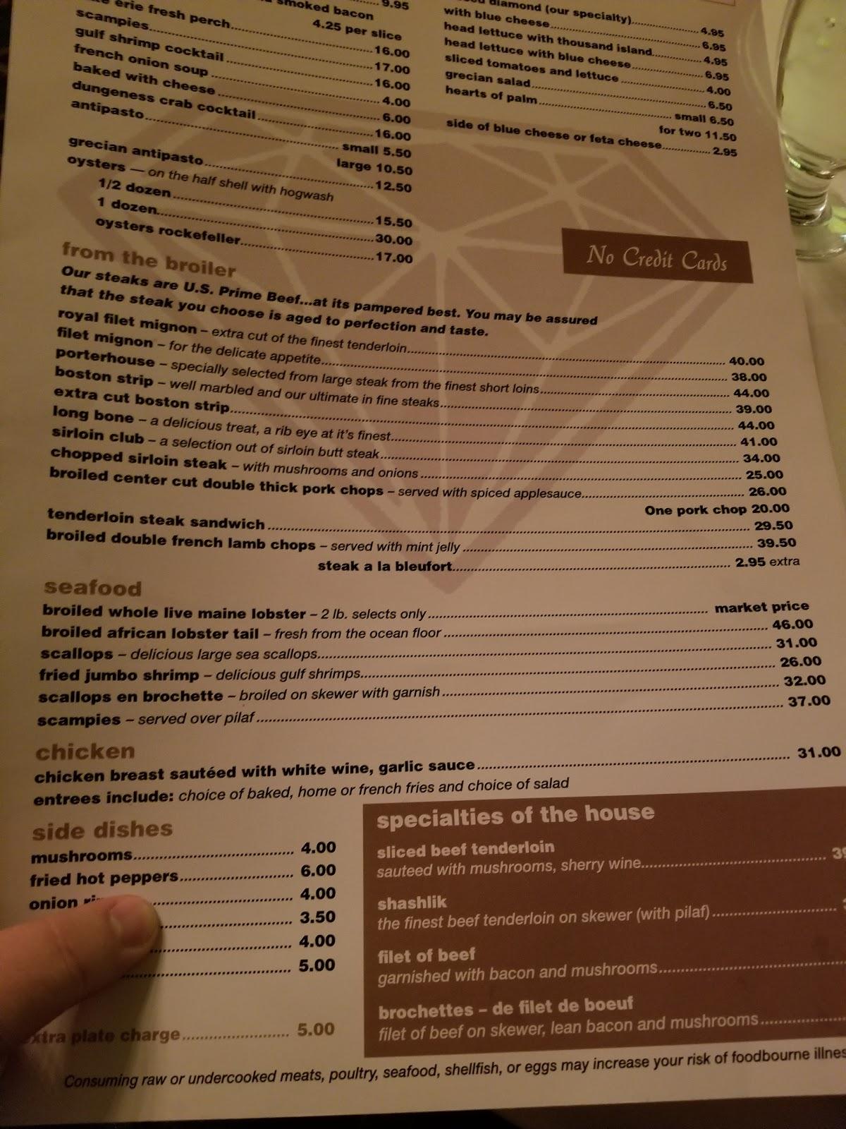 Menu at Diamond Grille steakhouse, Akron, 77 W Market St