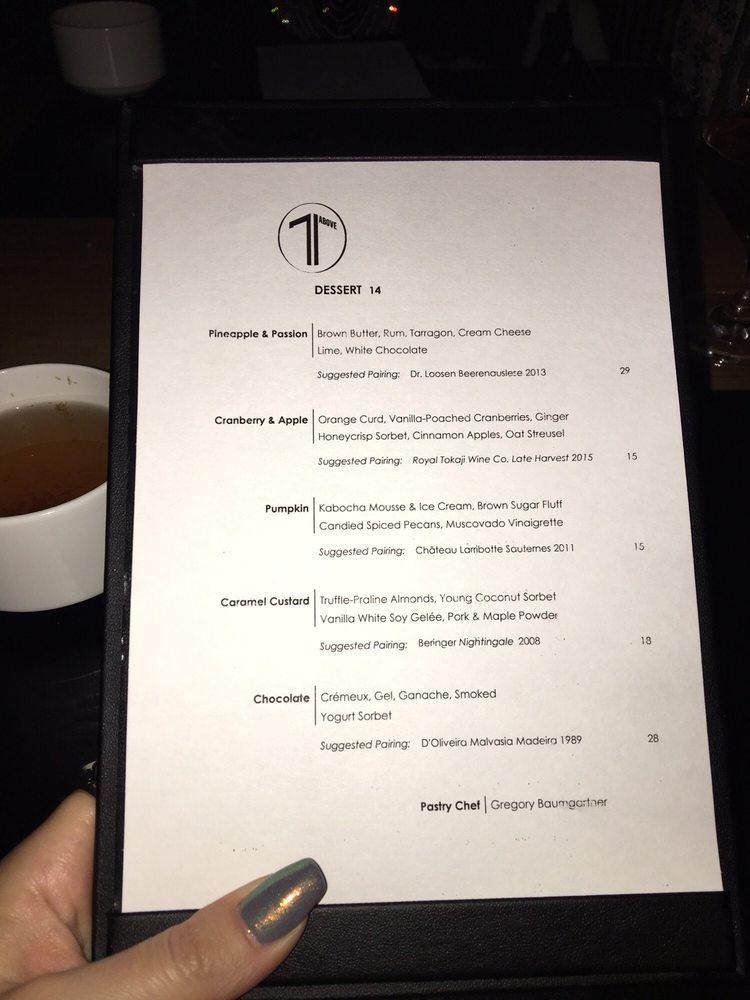 Menu at 71Above pub & bar, Los Angeles