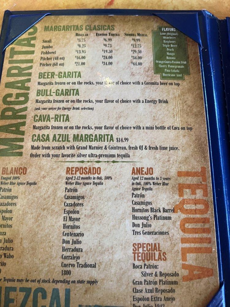 Menu at Casa Azul Restaurante Y Cantina, Coralville