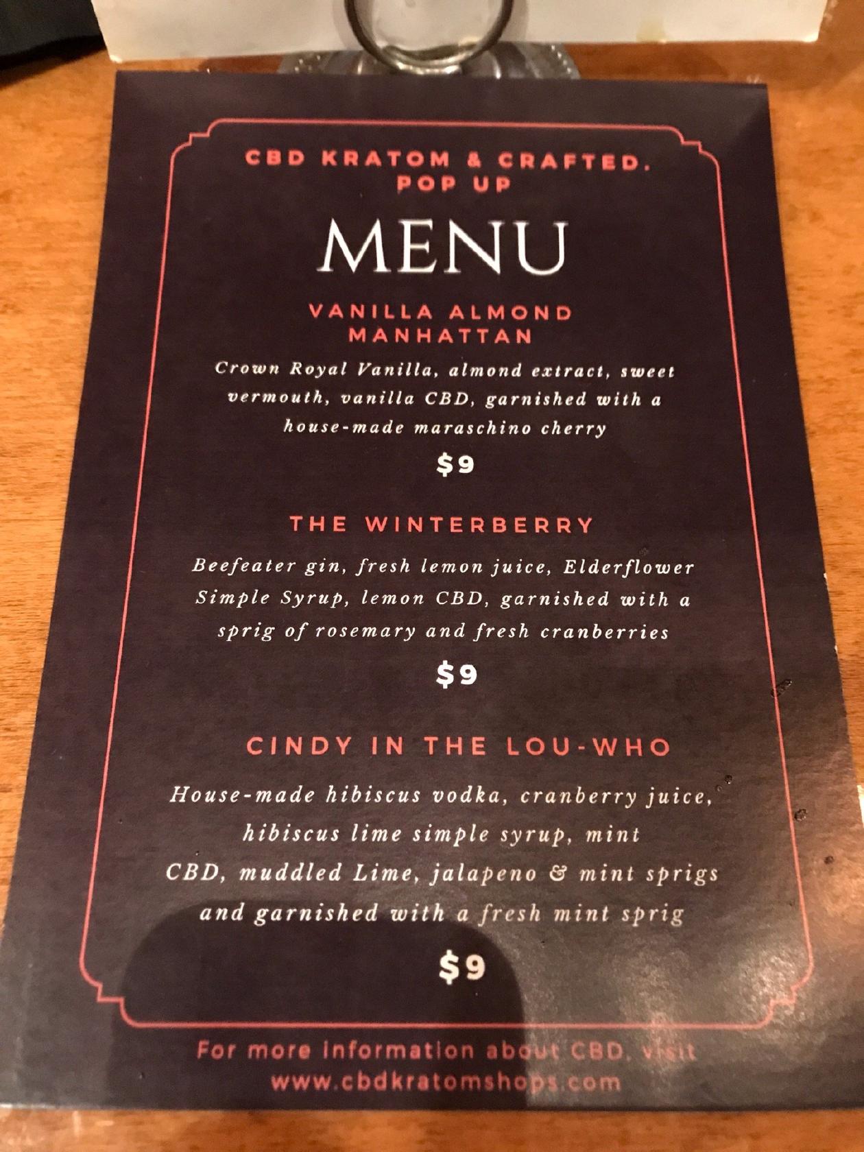 Menu at Crafted. pub & bar, St. Louis