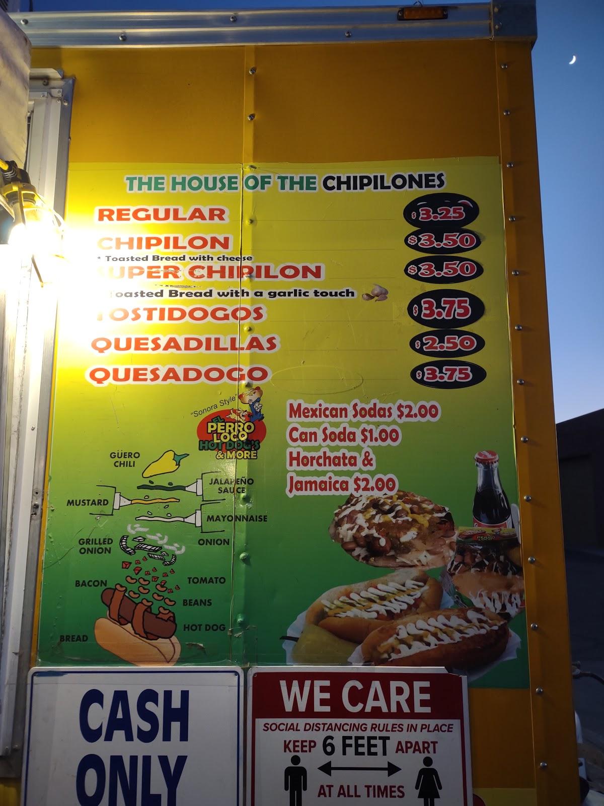 Menu at El Perro Loco Hot Dogs restaurant, Tucson, -3818 S Valley Rd