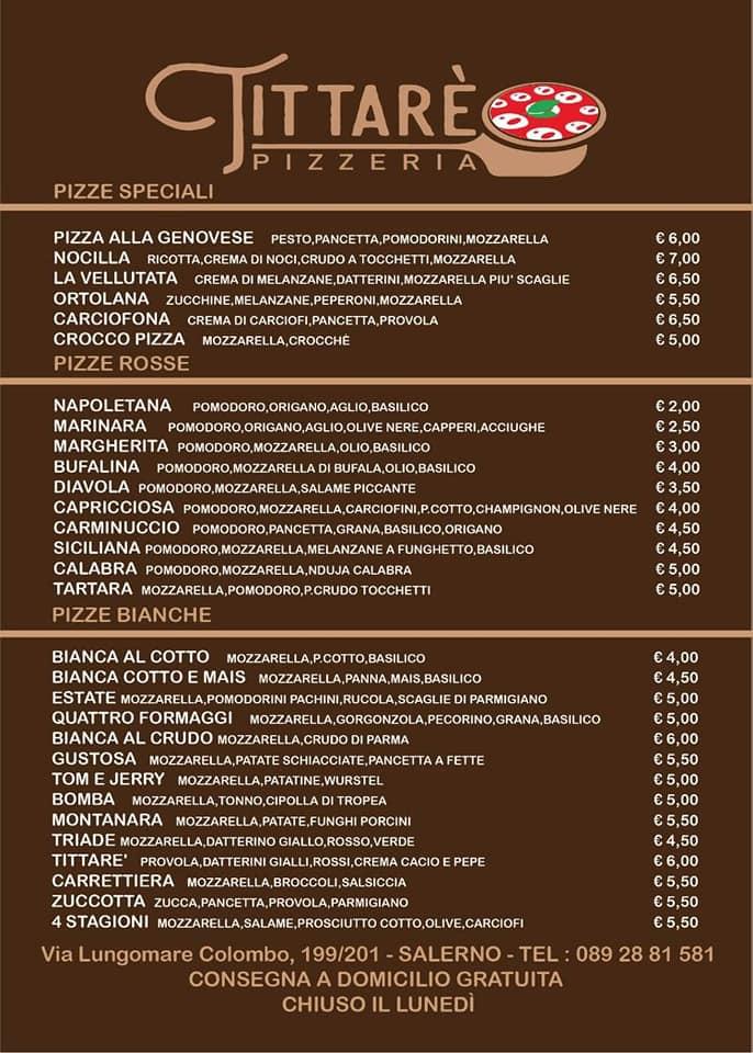 Menu at Tratto Pizza da Luigi restaurant, Salerno