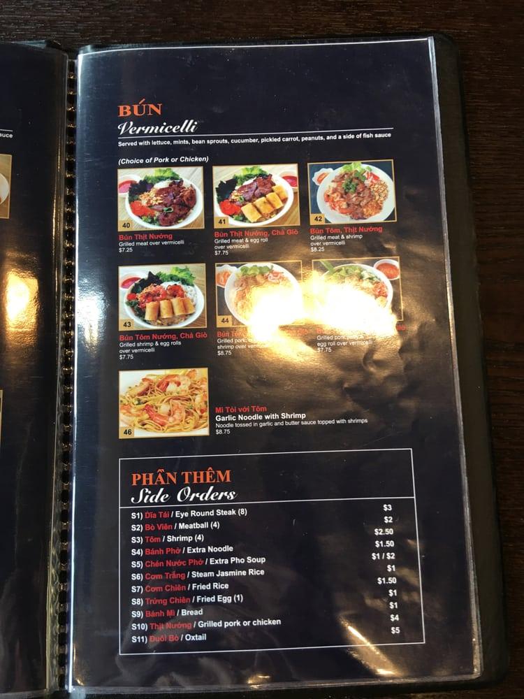 Menu at Simply Pho restaurant, Lake Forest