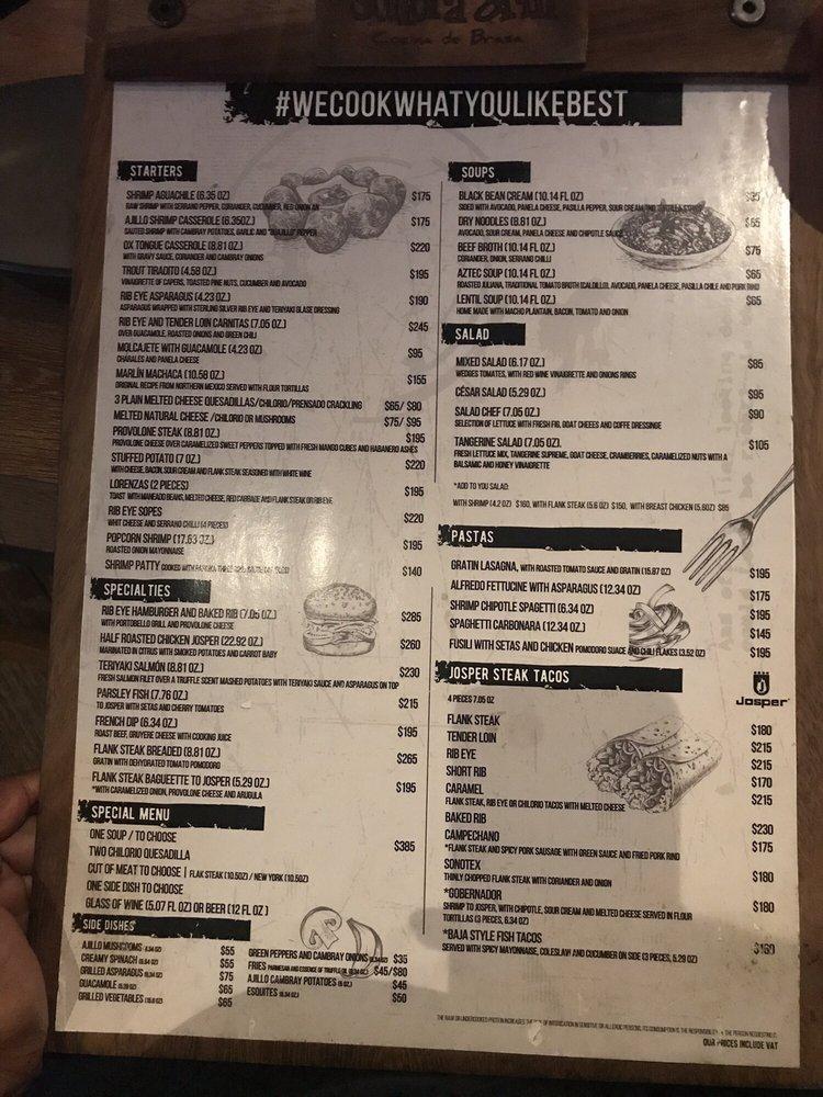Carta de parrilla Sonora Grill Mérida, Merida, C. 37 215
