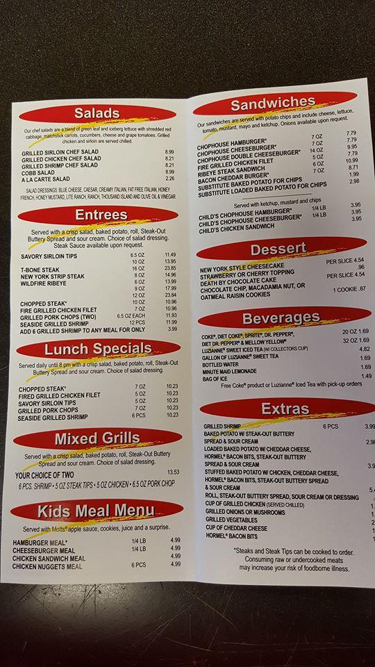 Menu at Steak-Out Charbroiled Delivery steakhouse, Decatur, 6th Ave SE