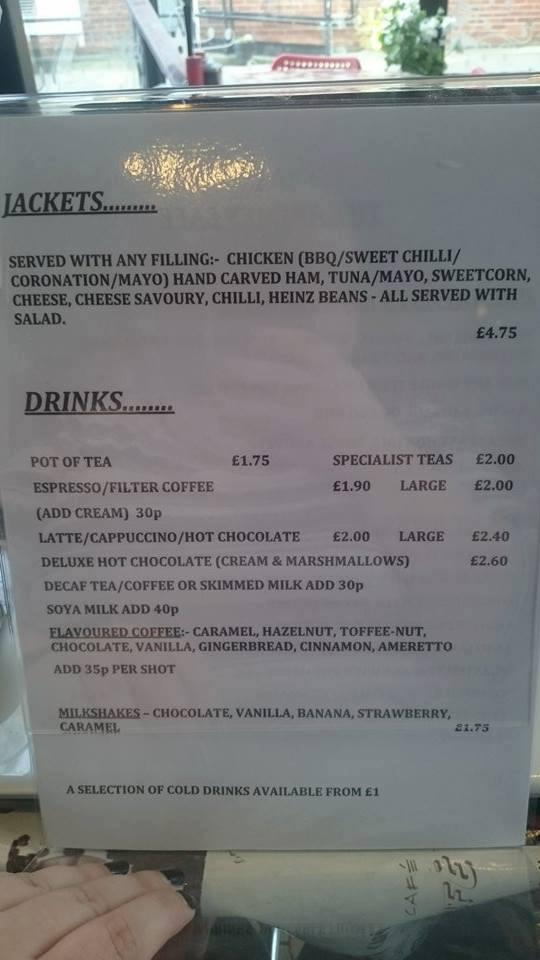 Menu at The Arches Cafe, Hartlepool
