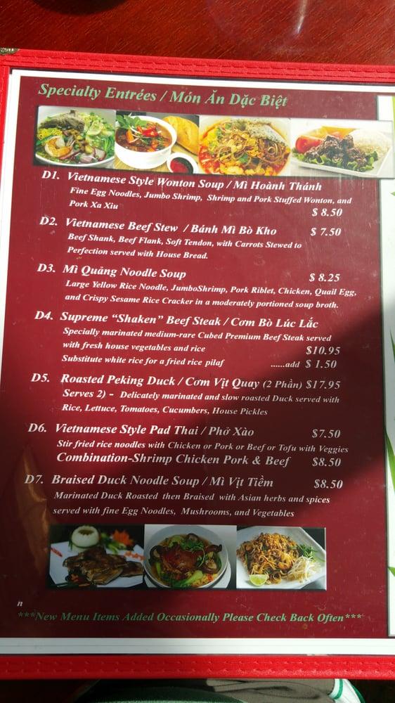 Menu at Pho 515 restaurant, Des Moines, 801 University Ave