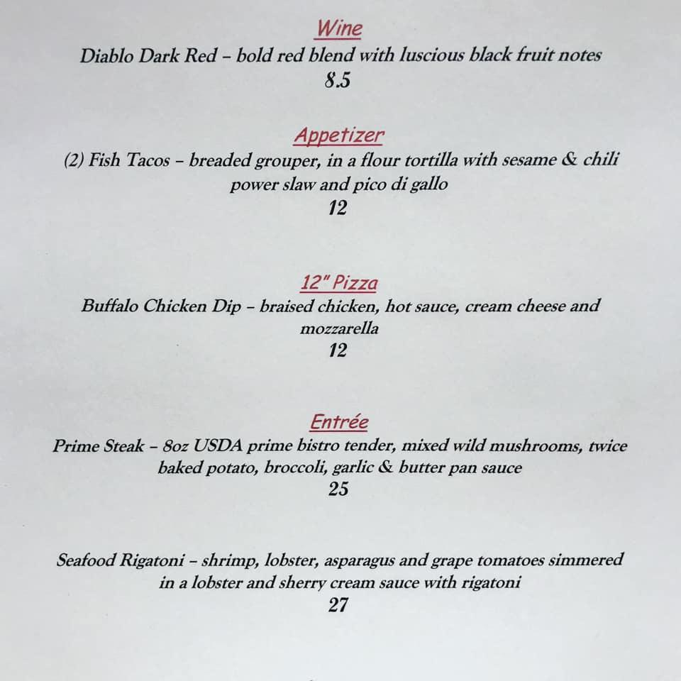 Menu at Sal's Pizzeria, Baldwinsville