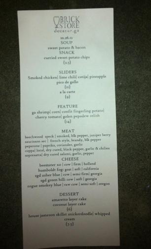 Menu at Brick Store Pub, Decatur