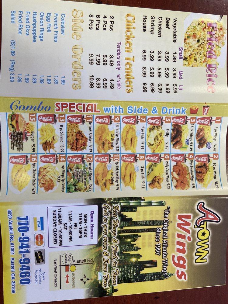 Menu at Atlanta Wings restaurant, Lithia Springs, 612 Thornton Rd