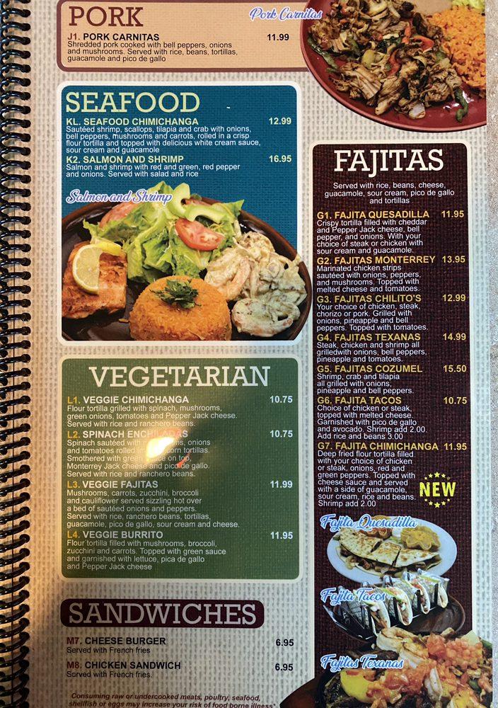 Menu at Chilito's Mexican Bar And Grill, Waterloo