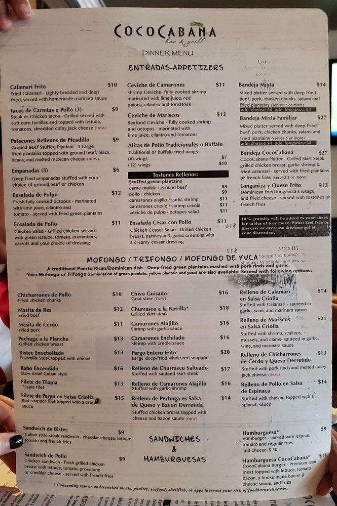 Menu at CocoCabana Bar & Grill, Greenacres, Jog Rd