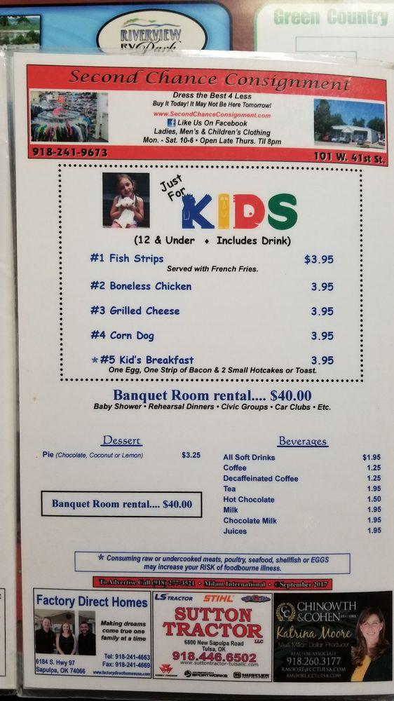 Menu at Crescent Cafe, Sand Springs