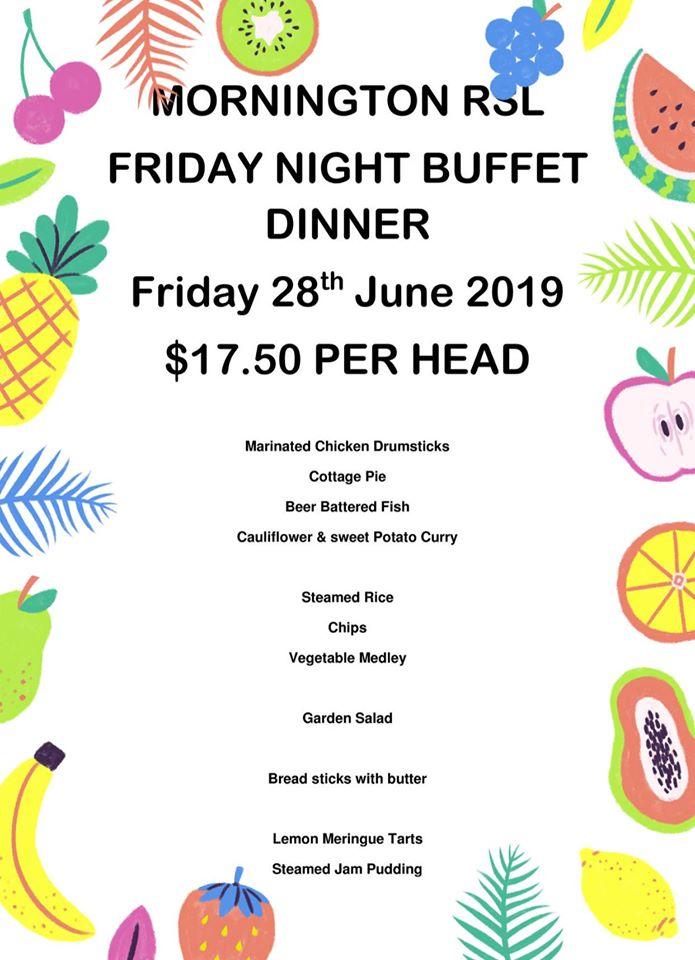 Menu at Mornington Rsl restaurant, Mornington