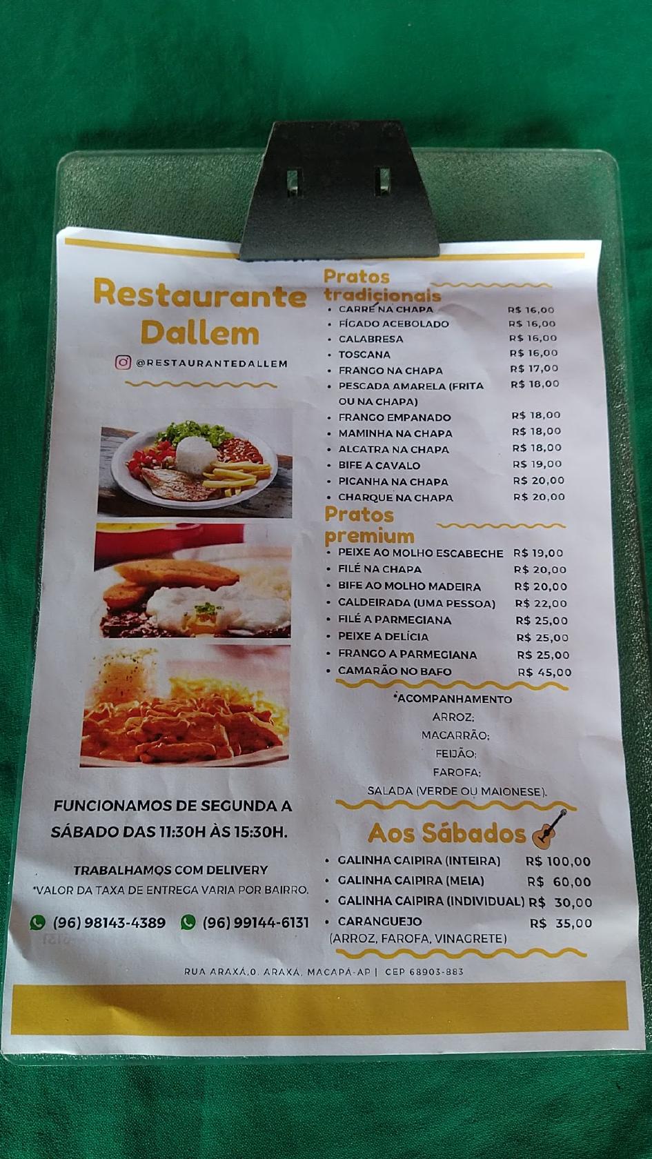 Menu at Restaurante Dallem, Macapá