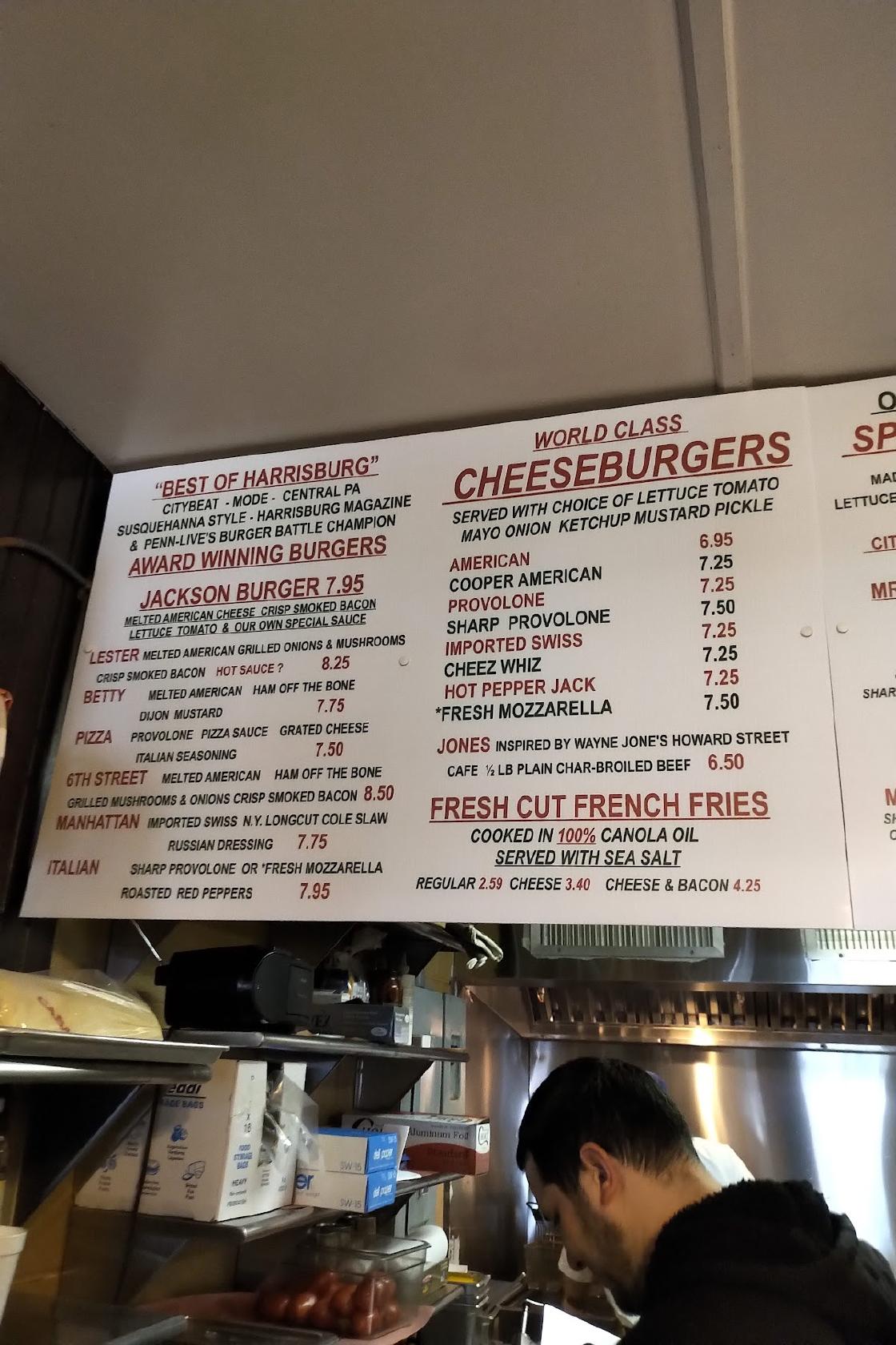 Menu at The Jackson House restaurant, Harrisburg