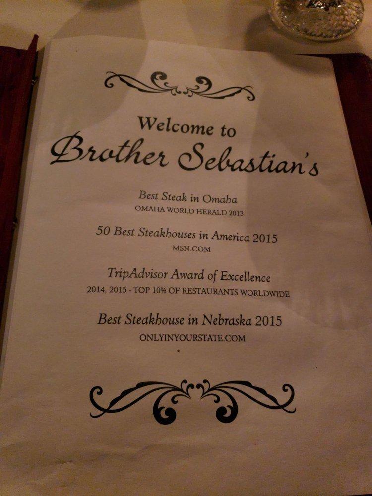 Menu at Brother Sebastian's Steakhouse, Omaha