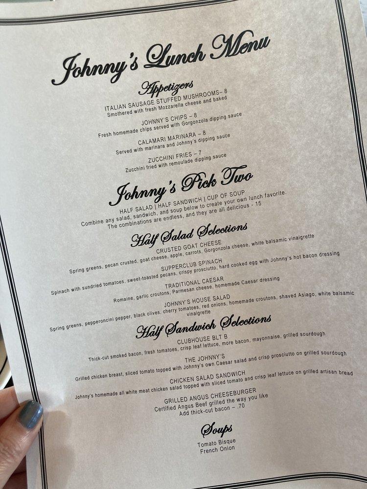 Carta de Johnny’s Italian Steakhouse, Olde West Chester