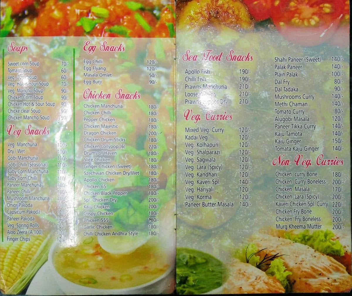 Menu at Kaveri multi cuisine restaurant, Nandigama