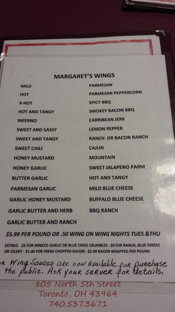 Menu at Margaret's Cafe, Toronto