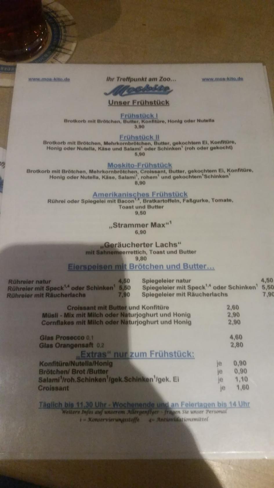 Speisekarte von Moskito - Regionale Küche Düsseldorf restaurant ...