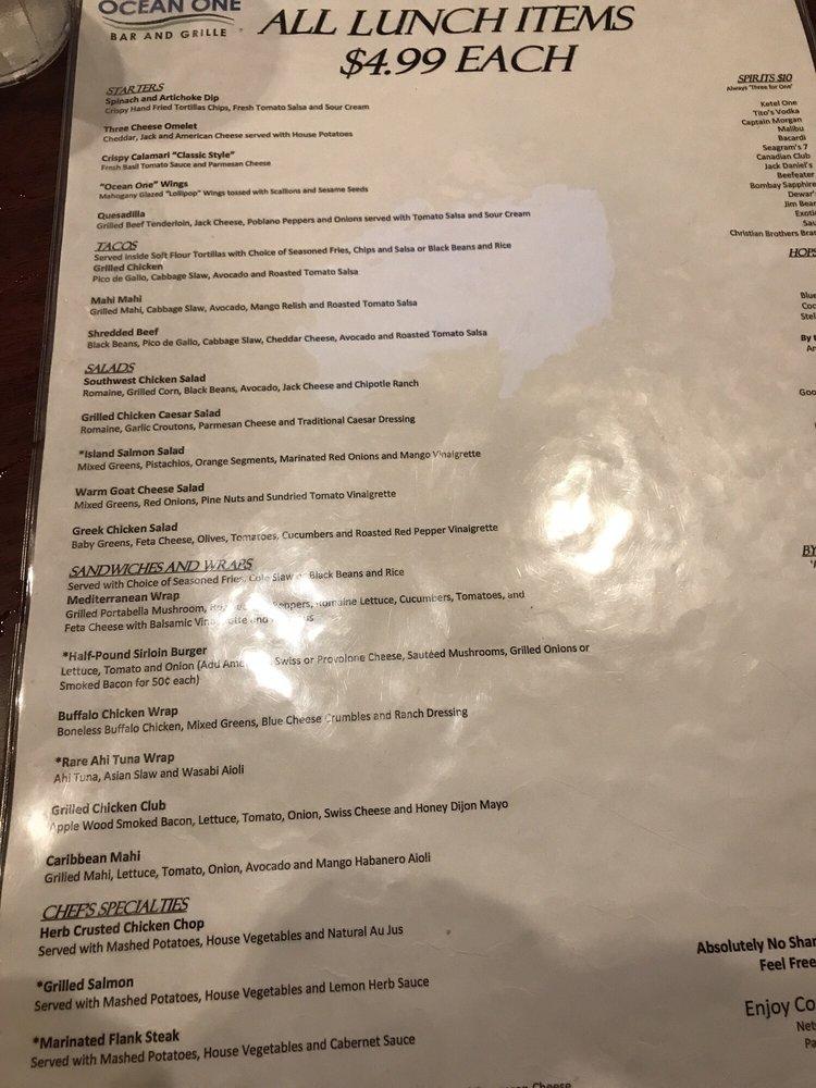 Menu at Ocean One Bar & Grille, Las Vegas