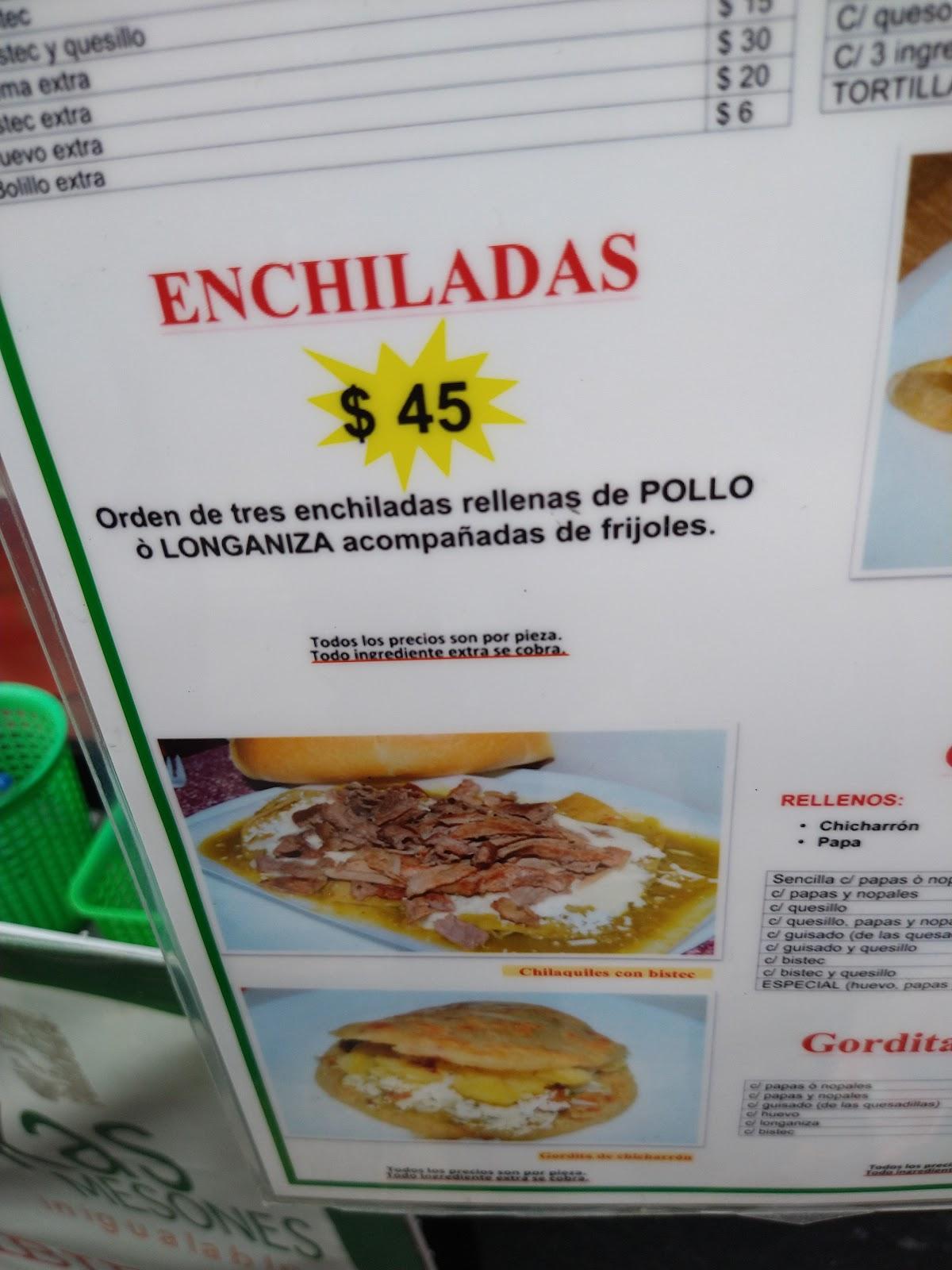 Menu at Quekas MESONES restaurant, Mexico