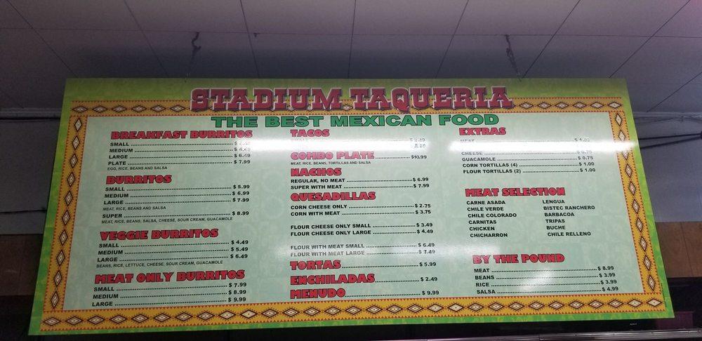 Menu at Stadium Liquors, San Jose