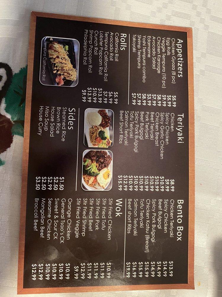 Menu at Yoshi Teriyaki restaurant, Everett, Hwy 99 Suite D