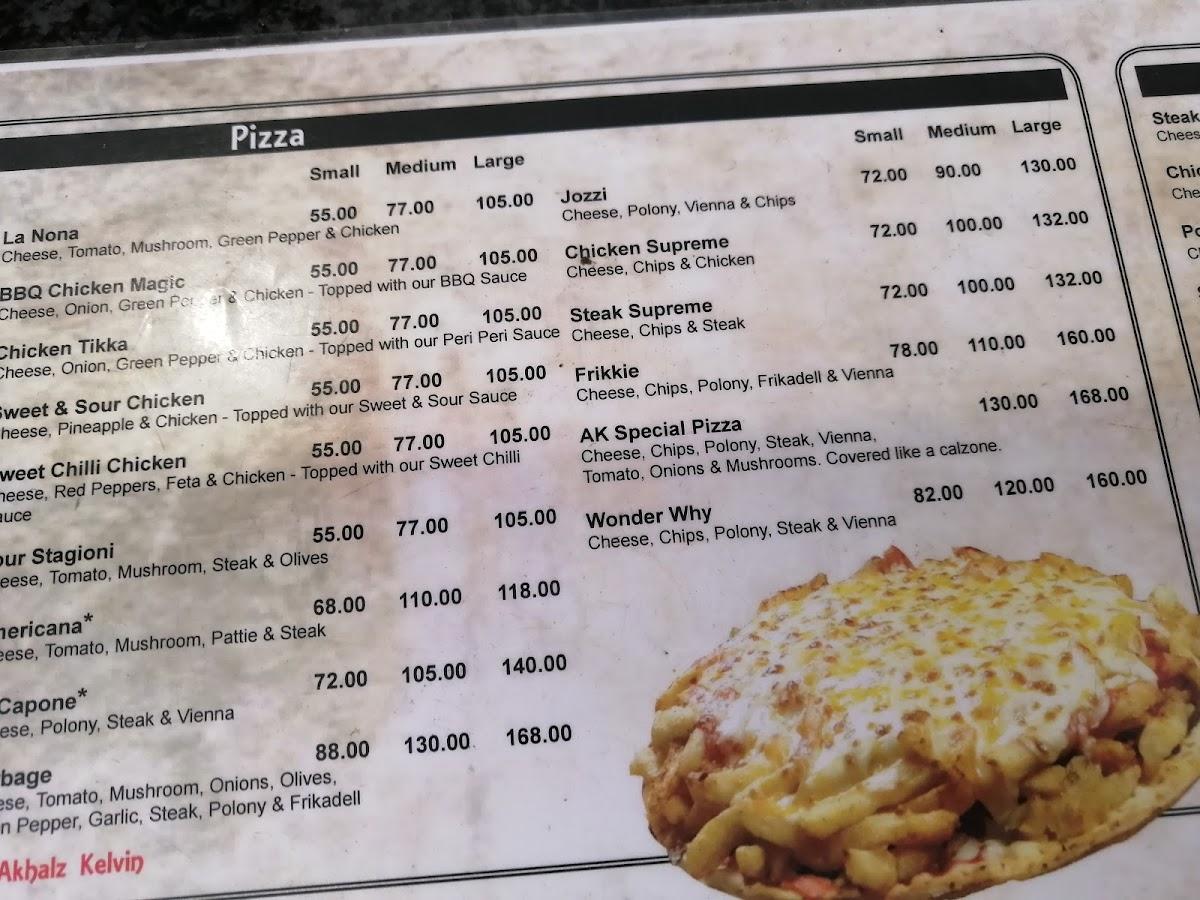 Menu au Akhalz Kelvin (Akhalwayas) restaurant, Johannesburg