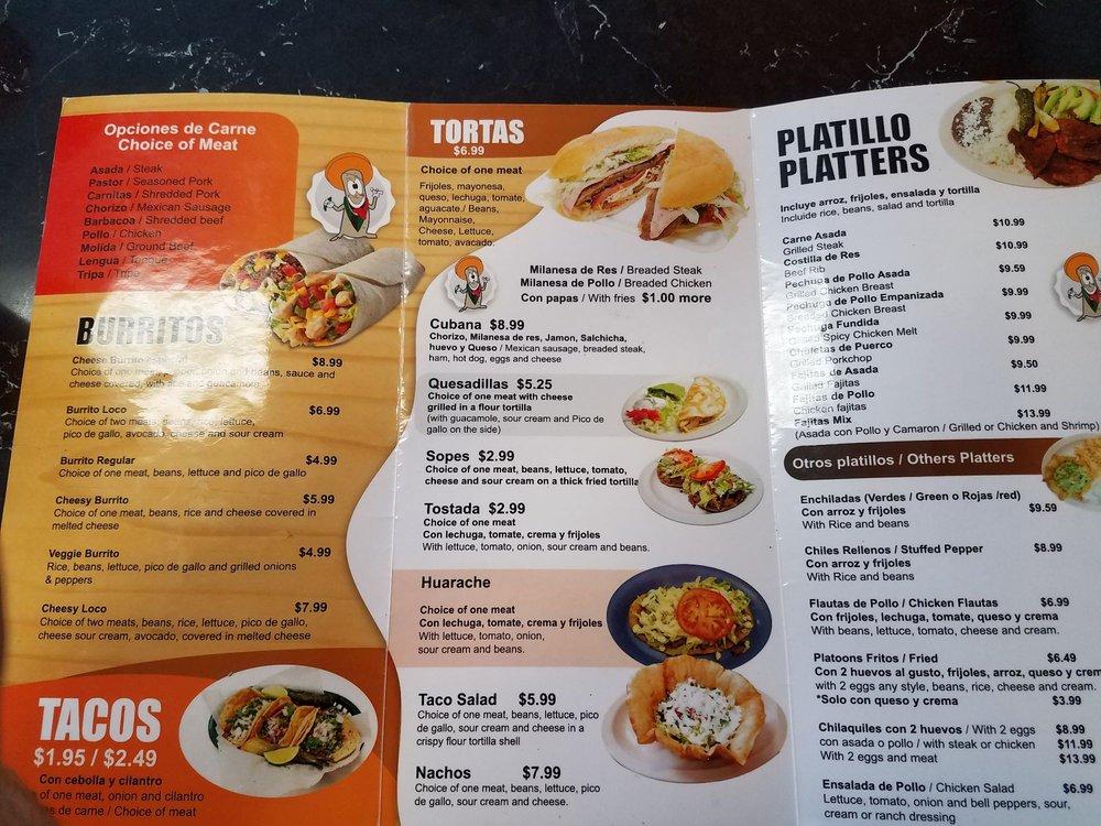 Menu at El Burrito Loco Grill Cafe, Lilburn
