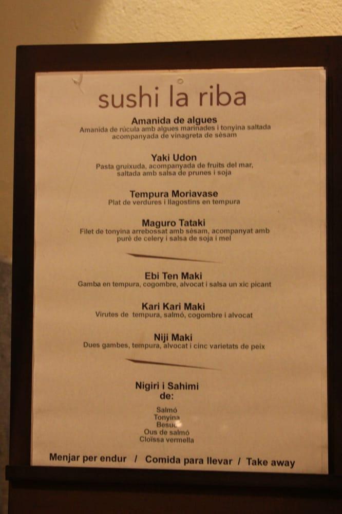 Menu at La Riba restaurant, Girona