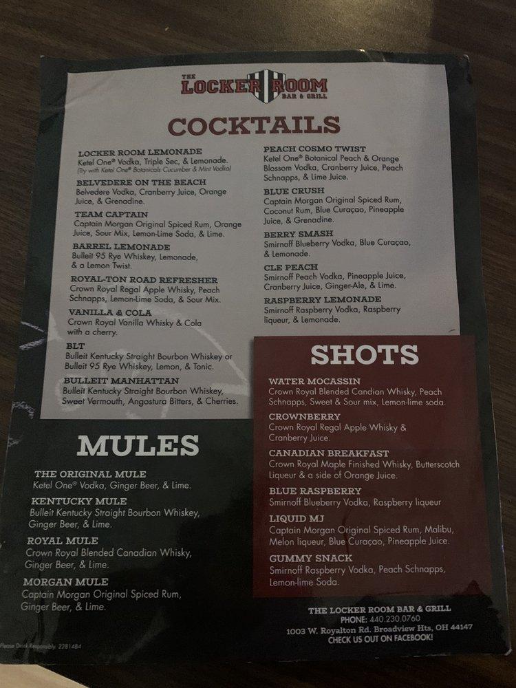 Menu at The Locker Room Bar & Grill - Broadview Heights, OH, Broadview ...