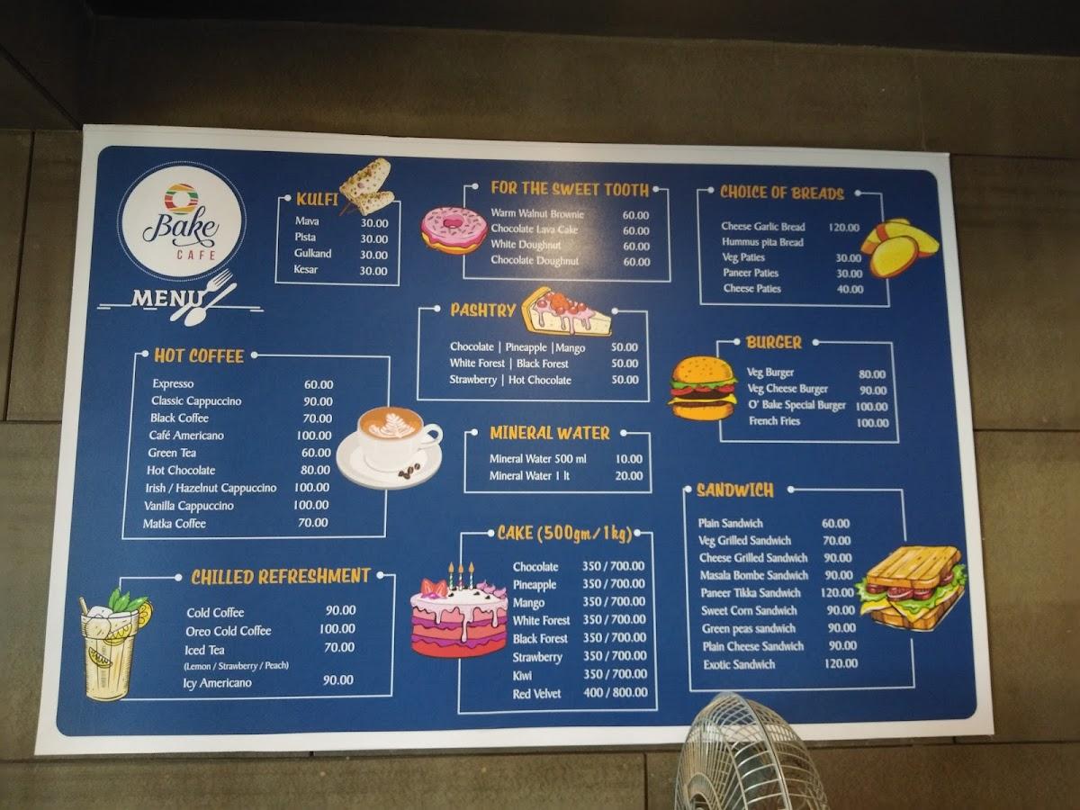 Menu at O Bake Cafe, Sawardari