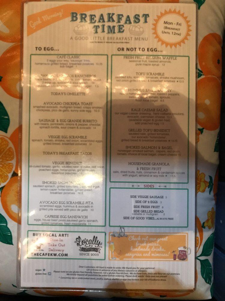 Menu at The Cafe, Key West, 509 Southard St #6835