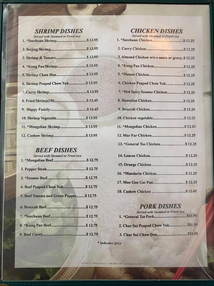 Menu at Gee's Family Restaurant, Prineville