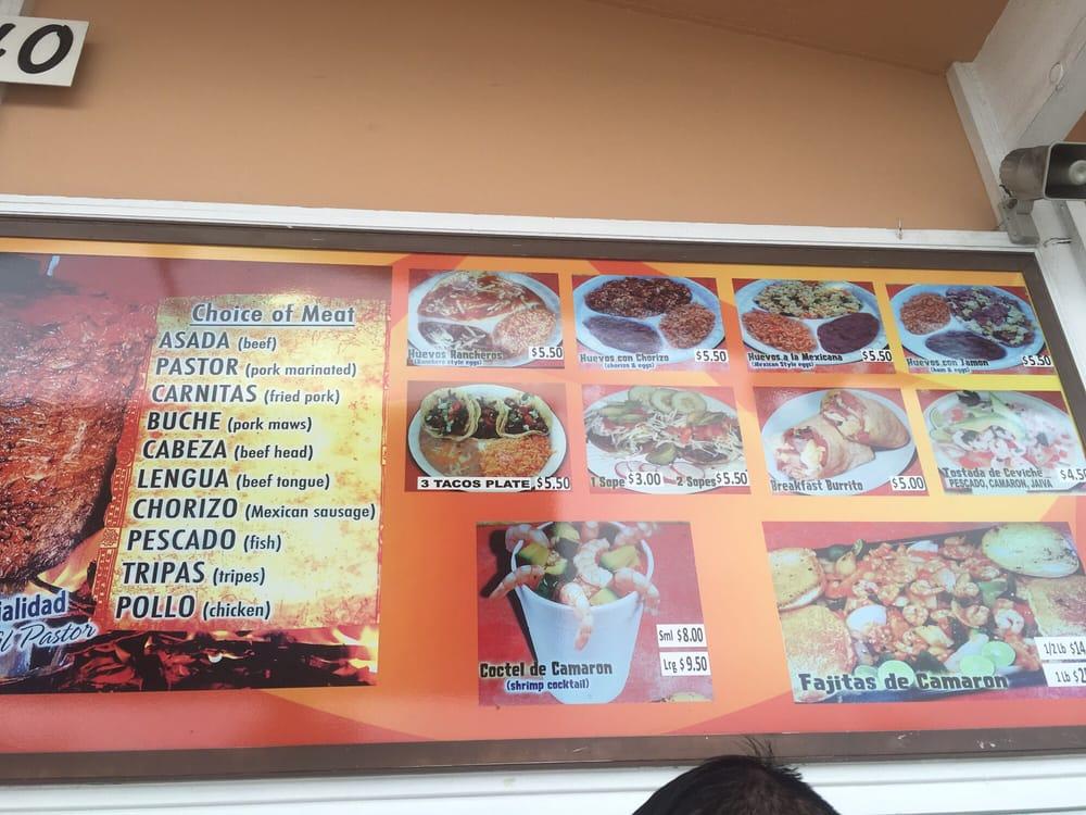 Carta del restaurante Tacos Raul, Downey, Firestone Blvd