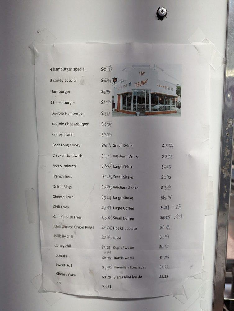 Menu at The Telway restaurant, Madison Heights