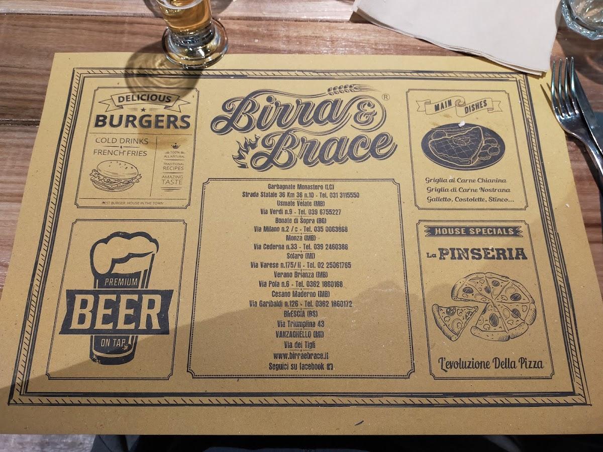 Menu da Birra & Brace steakhouse, Bonate Sopra