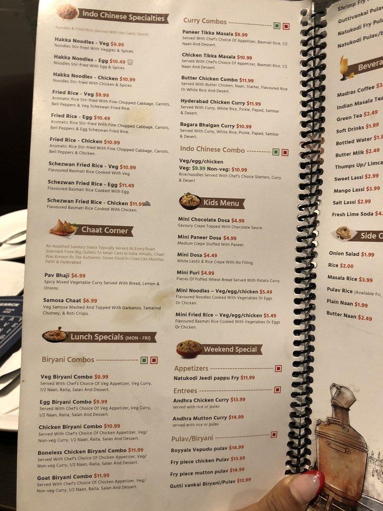 Menu at Charminar Indian Cuisine | Scarborough restaurant, Toronto