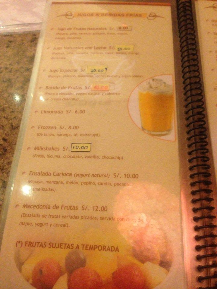 Carta de Coqui Café, Huancayo, Av. Ferrocarril 1035