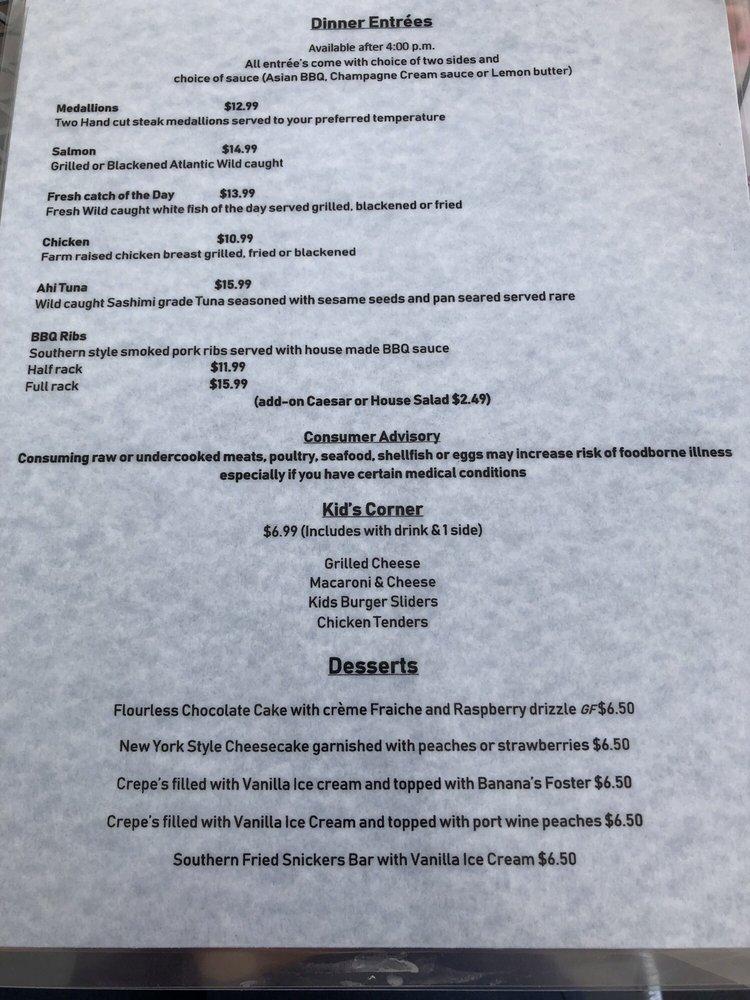 Menu at Fifth Avenue Streatery restaurant, Mount Dora